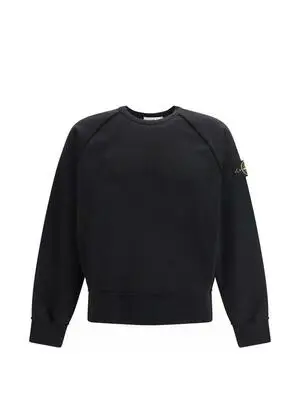 Stone Island Cotton Sweatshirt With Patch - Black