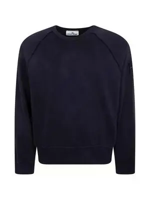 Stone Island Crew-neck Sweatshirt With Logo Patch - Black