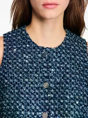 Sandro Sequin Embellished Cropped Waistcoat
