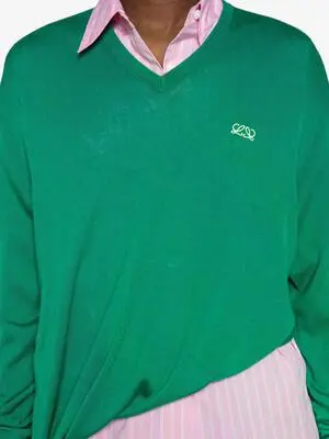 Loewe Asymmetric Draped Wool Sweater - Green