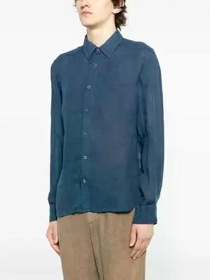 120% Lino Button-up Shirt - Blue