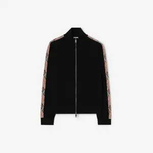 Burberry Check Trim Cotton Track Jacket - Black