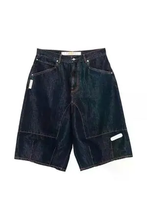PDF Denim Contrast Stitching Shorts - Blue