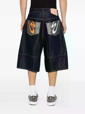 PDF Denim Contrast Stitching Shorts