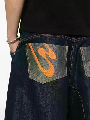 PDF Denim Contrast Stitching Shorts