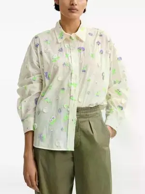 Essentiel Antwerp Floral Embroidered Shirt - Green