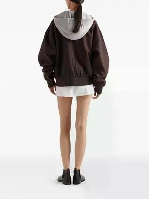 Prada Hooded Jacket With Rush Stitch Detail - Brown