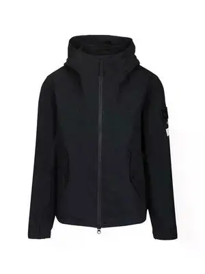 Stone Island Hooded Twill Cotton Jacket - Black