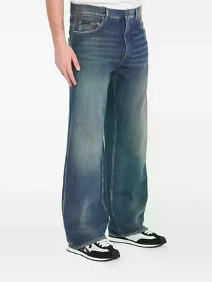Dolce & Gabbana Wide Leg Jeans With Logo Patch