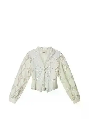 Isabel Marant Étoile Nina" Broderie Anglaise Cotton Linen Blend Blouse - Neutrals