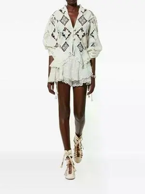 Isabel Marant Étoile Nina" Broderie Anglaise Cotton Linen Blend Blouse - Neutrals