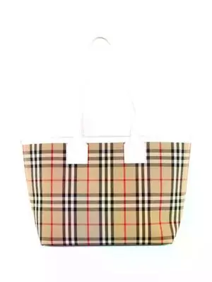 Burberry London Vintage Check Canvas Small Tote Bag - Brown