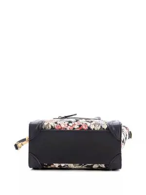 Celine Luggage Bag Printed Jacquard And Leather Nano Satchel - Black