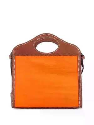 Burberry Logo Pocket Canvas And Leather Micro Tote