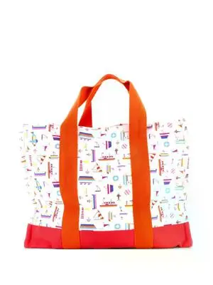 Hermès Petit Chartier Nappy Bag Printed Toile Large Tote