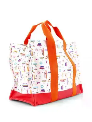 Hermès Petit Chartier Nappy Bag Printed Toile Large Tote