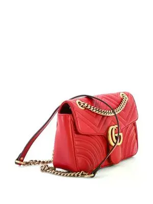 Gucci Gg Marmont Flap Bag Matelasse Leather Small - Red