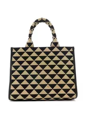 Prada Symbole Shopper Jacquard Small Tote Bag - Black