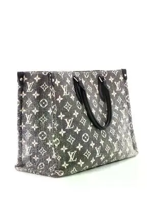 LOUIS VUITTON Onthego Mm Monogram Jacquard Denim Tote