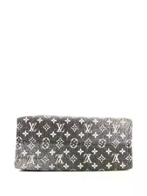 LOUIS VUITTON Onthego Mm Monogram Jacquard Denim Tote