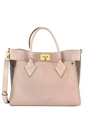 LOUIS VUITTON On My Side Leather With Monogram Canvas Mm Tote Bag - Brown