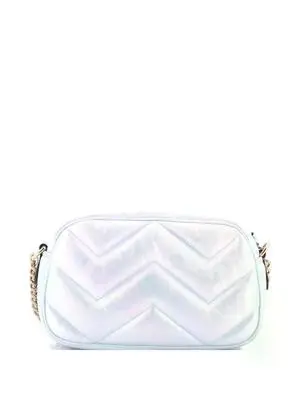 Gucci Gg Marmont Chevron Iridescent Leather Small Shoulder Bag - Blue