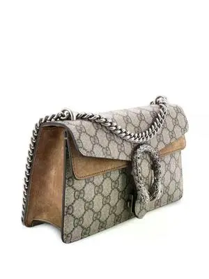 Gucci Dionysus Small Shoulder Bag Gg Coated Canvas With Crystal Embellished Metal - Brown