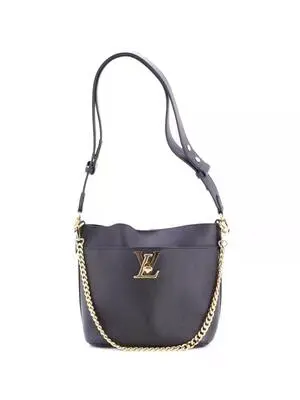 LOUIS VUITTON Lock And Walk Leather Bucket Bag - Black