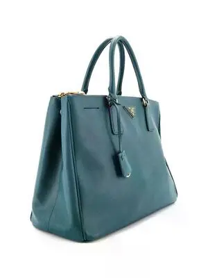 Prada Double Zip Lux Saffiano Leather Large Tote Bag - Blue