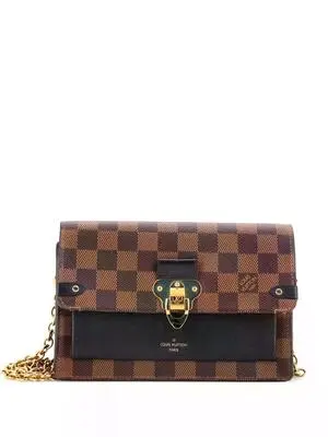 LOUIS VUITTON Vavin Chain Wallet Nm Damier With Leather Crossbody Bag - Brown