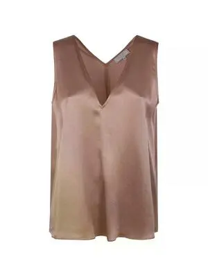 Antonelli Firenze V-neck Satin Top - Neutrals