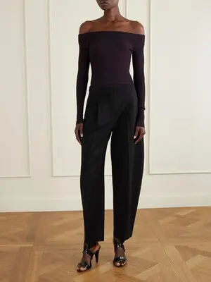 Alaïa Off-the-shoulder Ribbed-knit Bodysuit - Purple