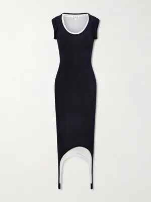 Alaïa Layered Stretch-knit Midi Dress