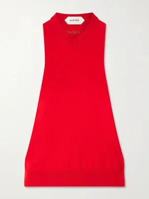 Versace Sleeveless Embroidered Cotton Tank Top