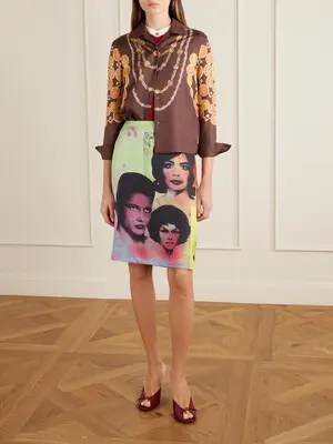 Versace Printed Silk-twill Midi Skirt - Multi