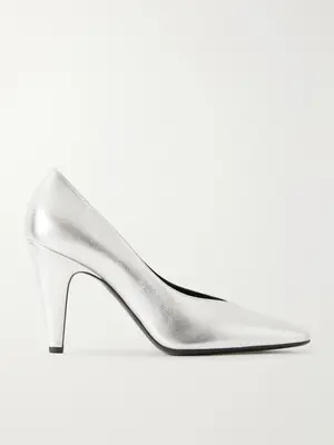 Alaïa 90 Metallic Leather Pumps - Silver