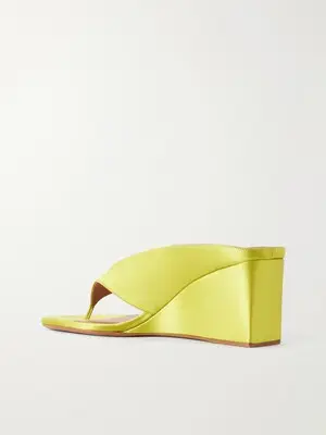 Alaïa Tong 75 Satin Wedge Sandals - Green
