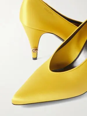 Versace Embellished Satin Pumps - Yellow