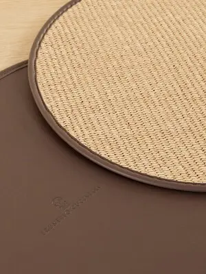 Brunello Cucinelli Set Of Two Leather-trimmed Woven Raffia Napkins