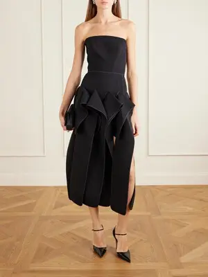 Maticevski Breakout Strapless Crepe Midi Dress - Black