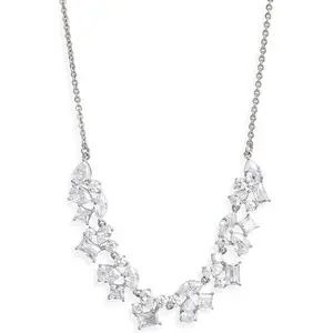 Nordstrom Cubic Zirconia Cluster Necklace - Clear- Silver