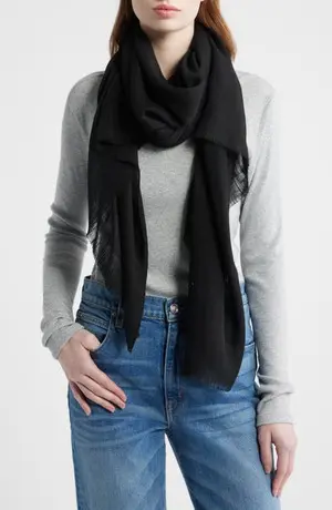 Treasure & Bond Lighweight Sequin Fringe Scarf - Black