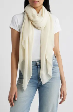 Treasure & Bond Lighweight Sequin Fringe Scarf - Ivory