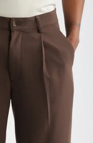 OPEN EDIT Relaxed Pleated Stretch Twill Trousers