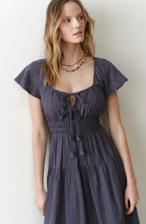 Marine Layer Skye Cotton Midi Dress - Indigo