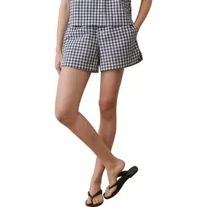 Marine Layer Gingham Cotton Poplin Boxer Shorts - Navy Gingham