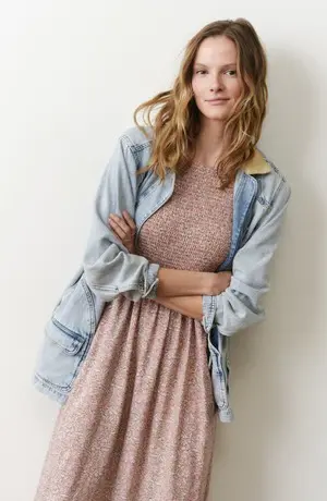 Marine Layer Darcy Floral Smock Midi Dress - Bouquet