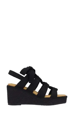 J. Reneé Garlynn Lace-up Platform Wedge Sandal - Black