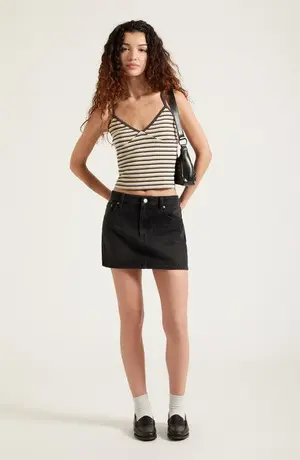 PACSUN Bella Denim Miniskirt - Black