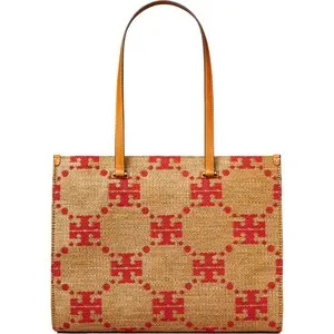 Tory Burch T Monogram Woven Tote - Natural